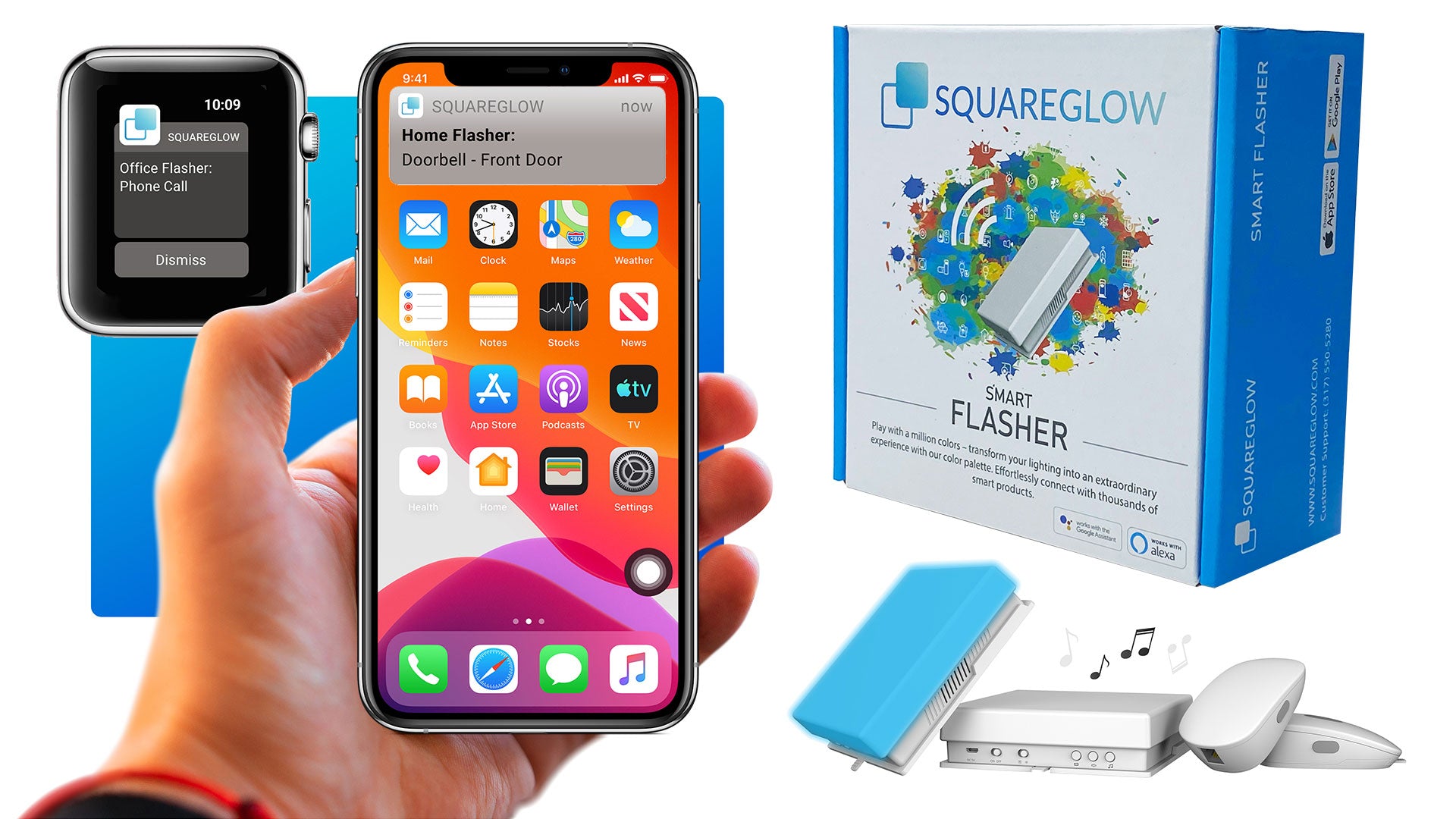 SquareGlow Smart Home Kit - WiFi-Enabled Home Alert System